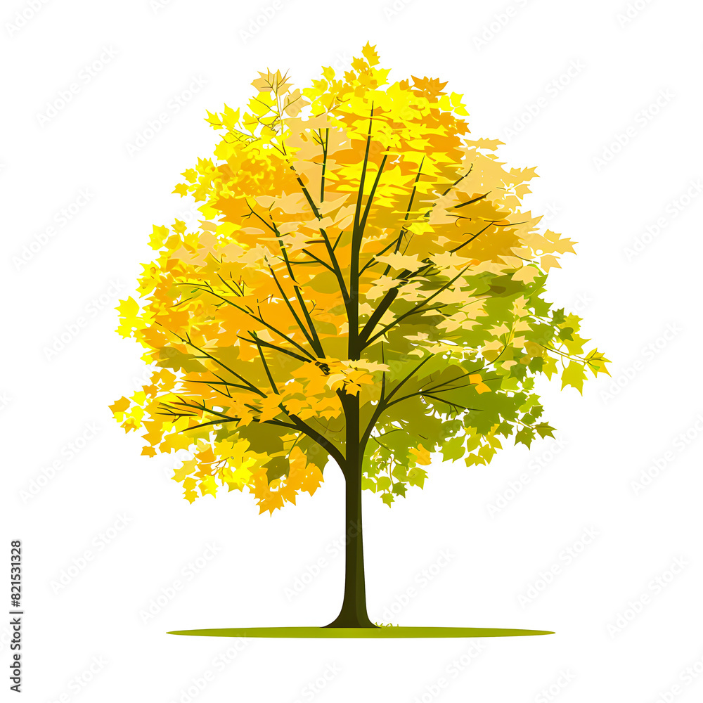 Vector illustration of a maple tree on a white background. Suitable for ...