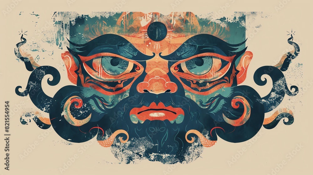 Cyclops flat design top view theme ancient mythology water color ...