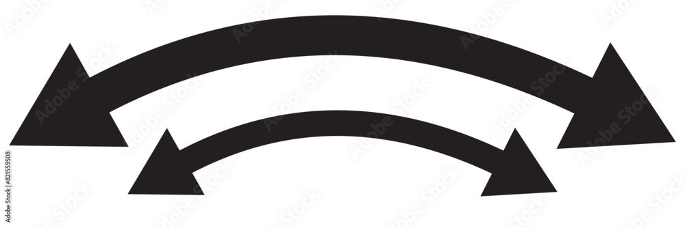 Dual sided arrow vector, icon, silhouette design. Semicircular curved ...