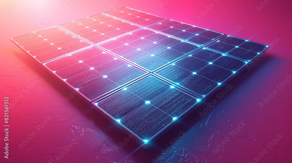 Solar cell flat design top view futuristic theme cartoon drawing ...