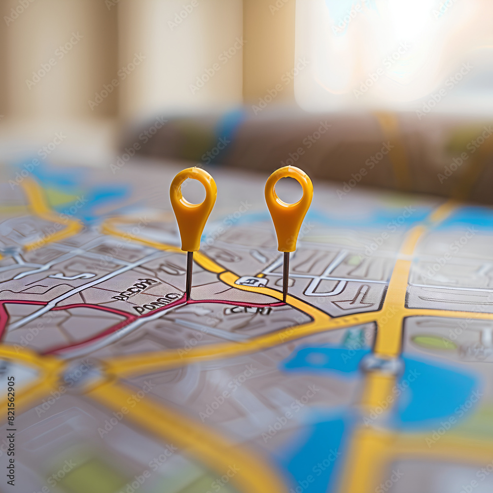 Detailed Map with Marked Locations and Pins Stock-Illustration | Adobe ...