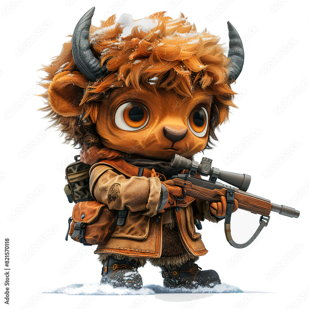 Soldier Bison Bull with gun cartoon. Army Bison Bull Soldier cartoon ...