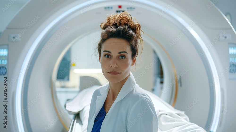 Radiologist reading a CT scan. Female doctor running CT scan from ...