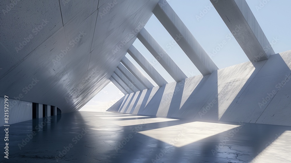 Minimalist, monolithic concrete structure with a tapered, asymmetrical ...