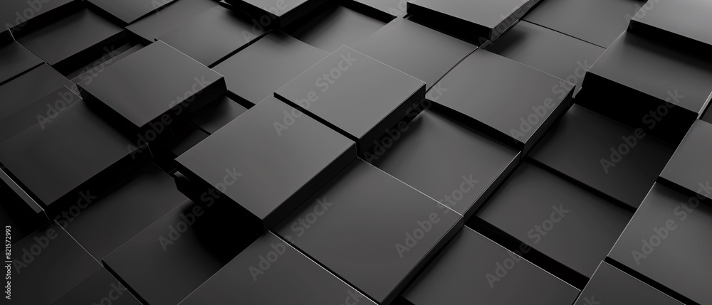 ภาพประกอบสต็อก Abstract black 3d square blocks background. Black cubes ...