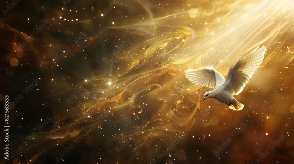 ascending white dove flying towards heavenly light spiritual digital ...