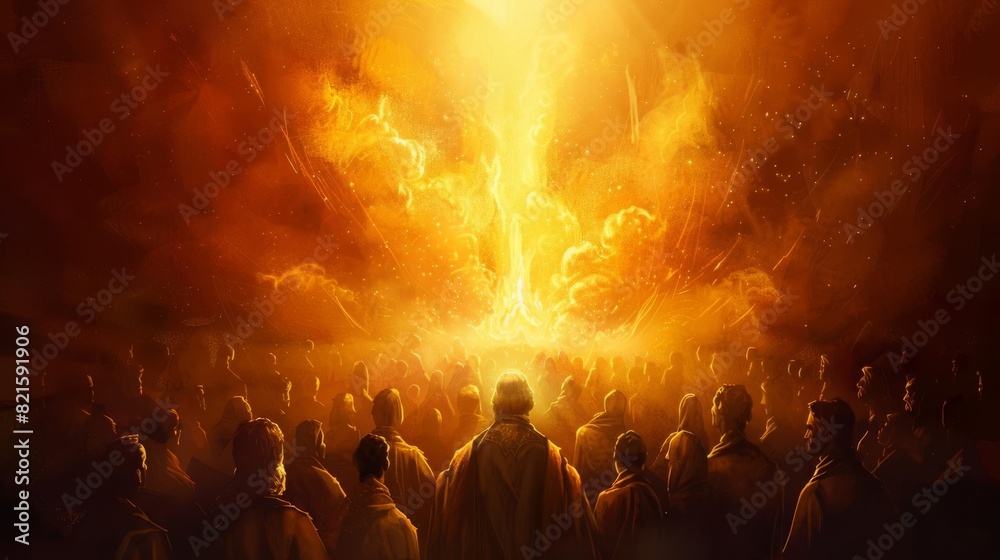 pentecost sunday holy spirit descends as tongues of fire rear view ...