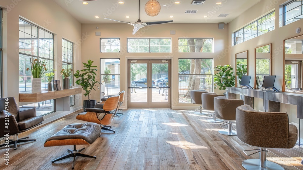 Showcasing salons that utilize open-concept layouts to create a ...