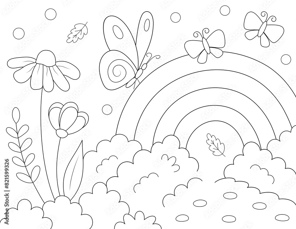 butterfly and rainbow coloring page. you can print it on standard 8 ...