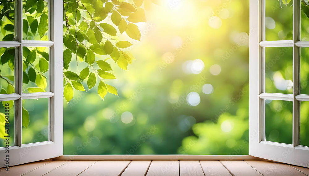 Nature of green leaf in garden at summer under sunlight view through ...