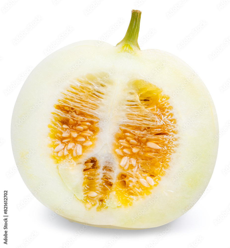 Sweet White Melon isolated on white background, Fresh Chinese Melon ...