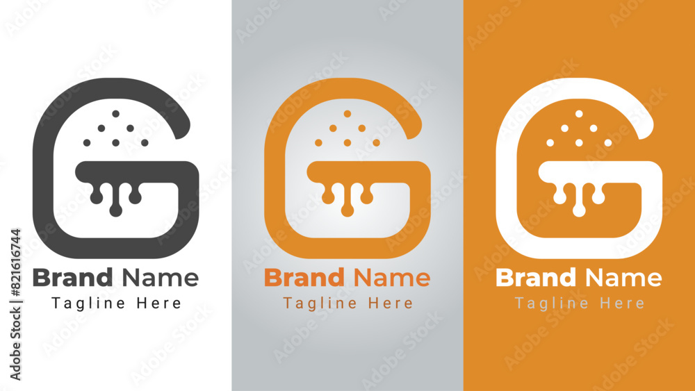 Letter G Burger Logo, Simple and elegant logo of the letter G that ...