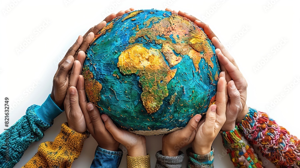 An illustration of a diverse group of people holding hands around the ...