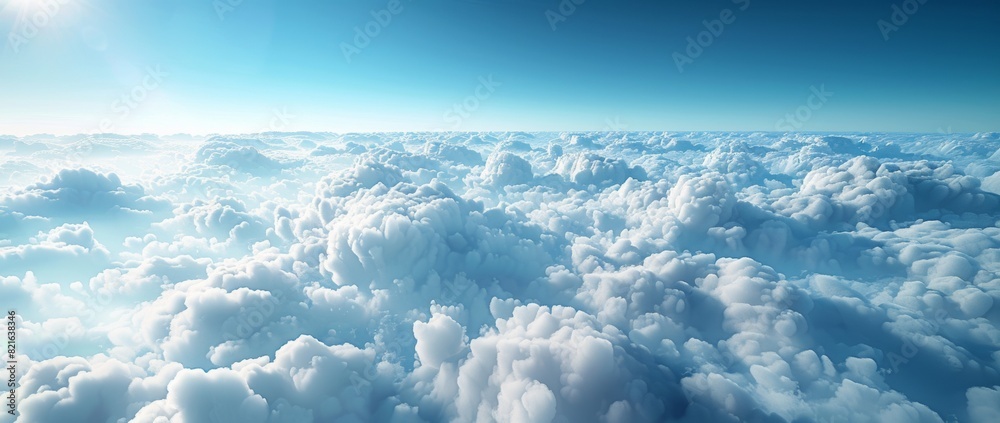 Blue sky with white clouds, panoramic view from above, high resolution ...