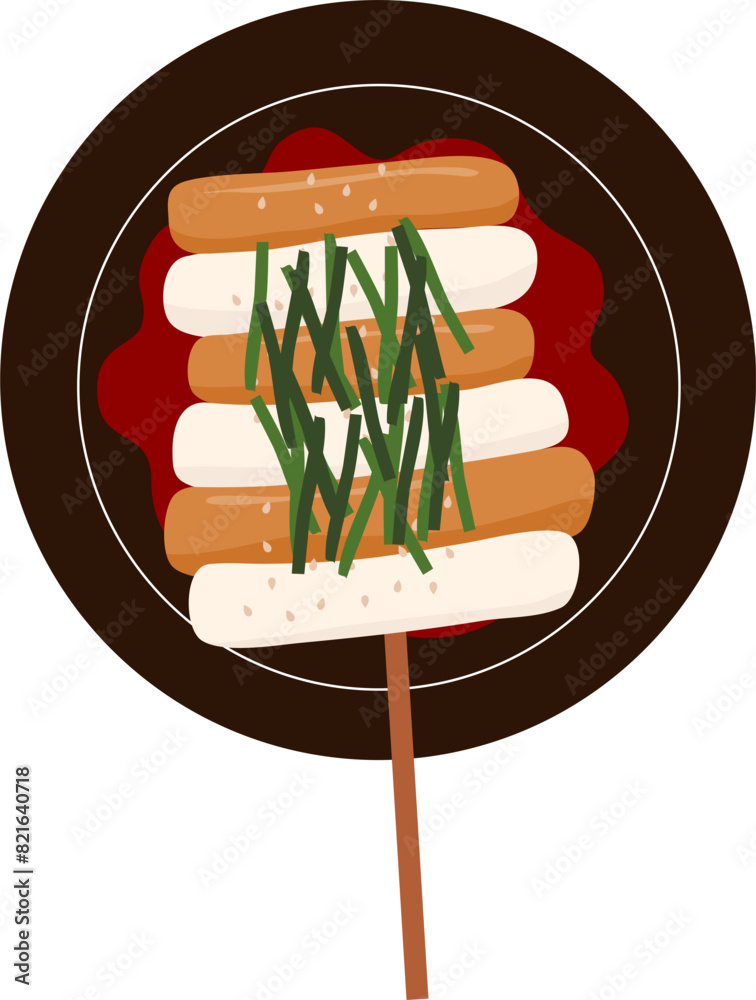 Sotteok or Korean Rice Cake Skewers. Vector illustration of traditional ...