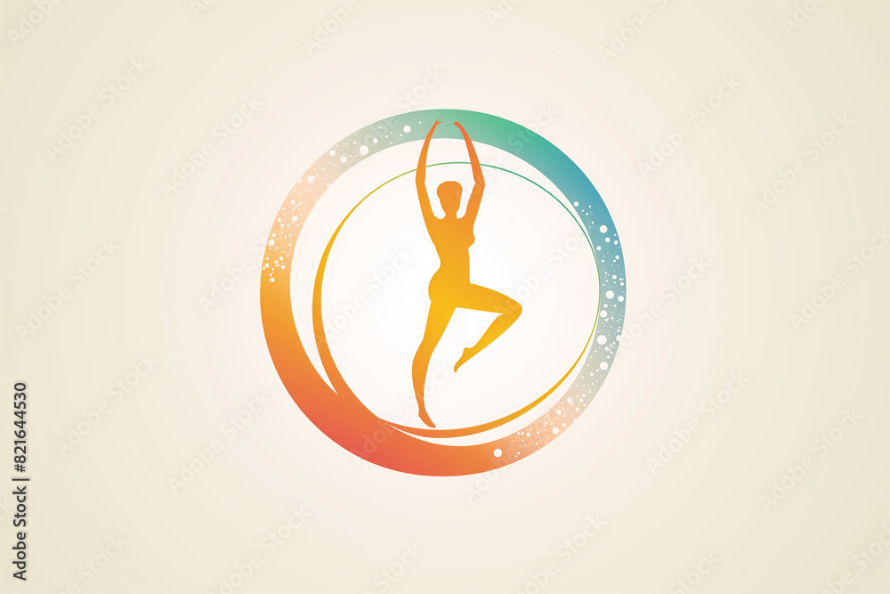 Health logo with a human figure in a dynamic pose surrounded by a ...
