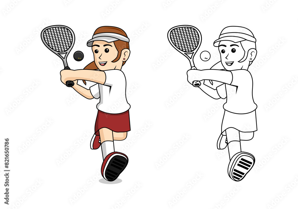 Squash Player Cartoon Design Illustration vector eps format , suitable ...