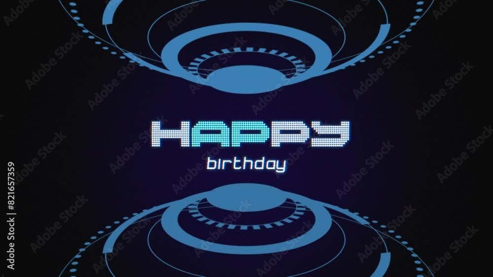 A vibrant blue background with overlapping circles arranged in a ...