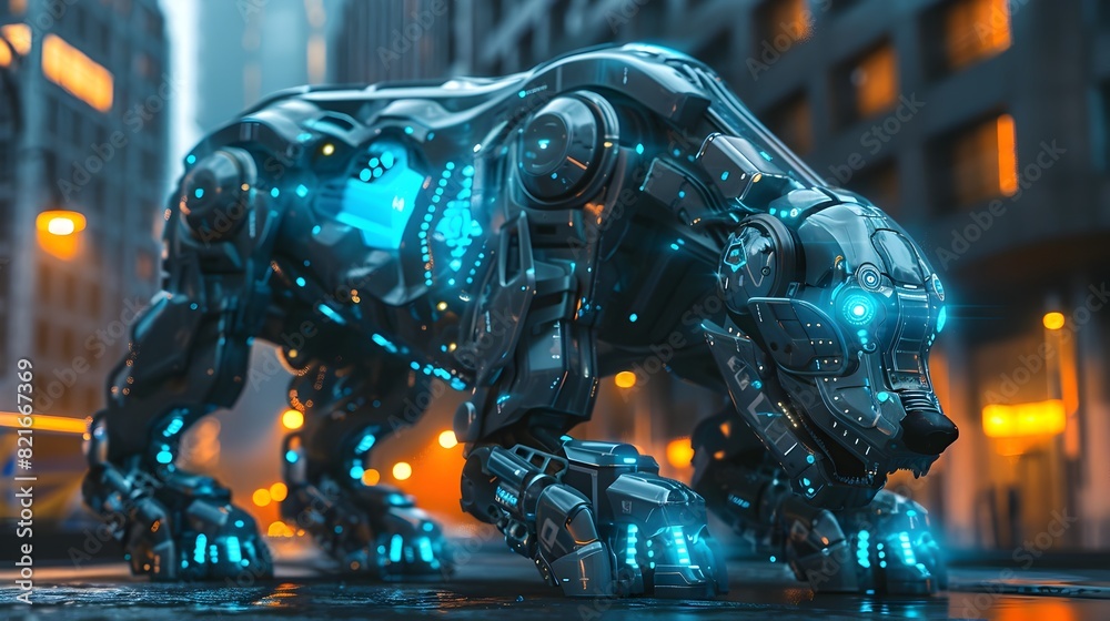 Formidable Cyborg Dog Warrior with Reinforced Exoskeleton and Glowing ...