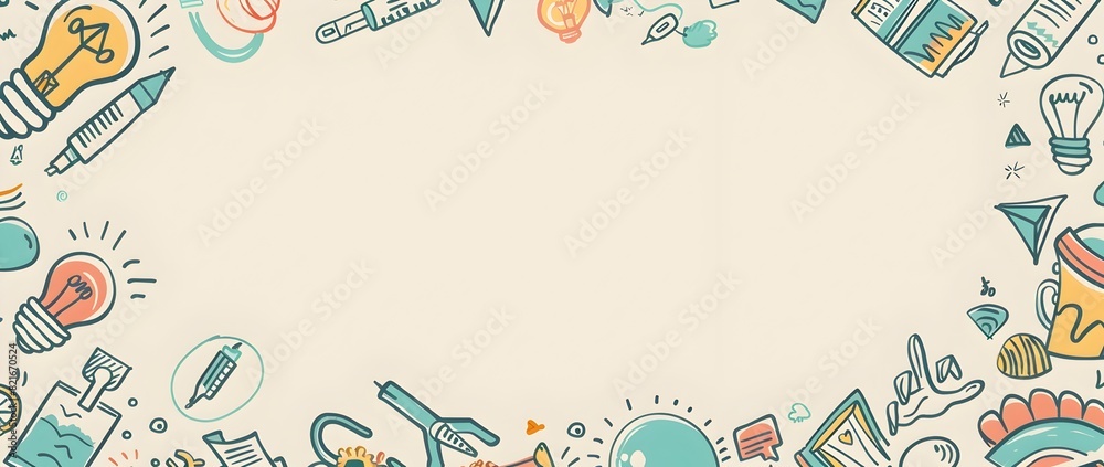 Stylish Business Themed Doodle Border Frame with Blank Central Space ...