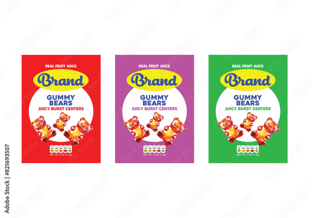 Gummy Bear WRAPER DESIGN Packaging Designs for Jello Candy eps Stock ...