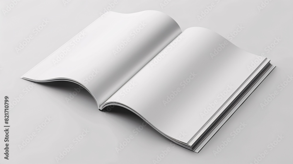 Mockup of a magazine and its cover on a white background with a blank ...
