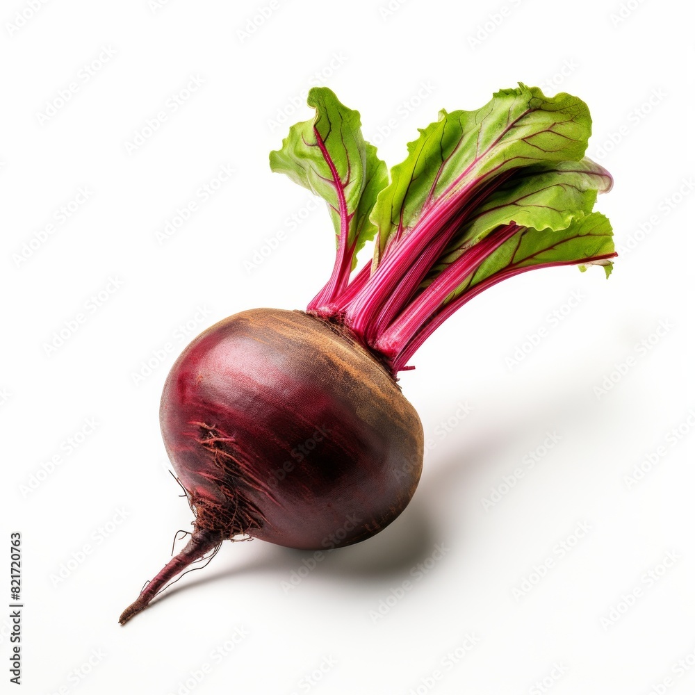 Beet root with beetroot leaves vegetables with leaves on white ...