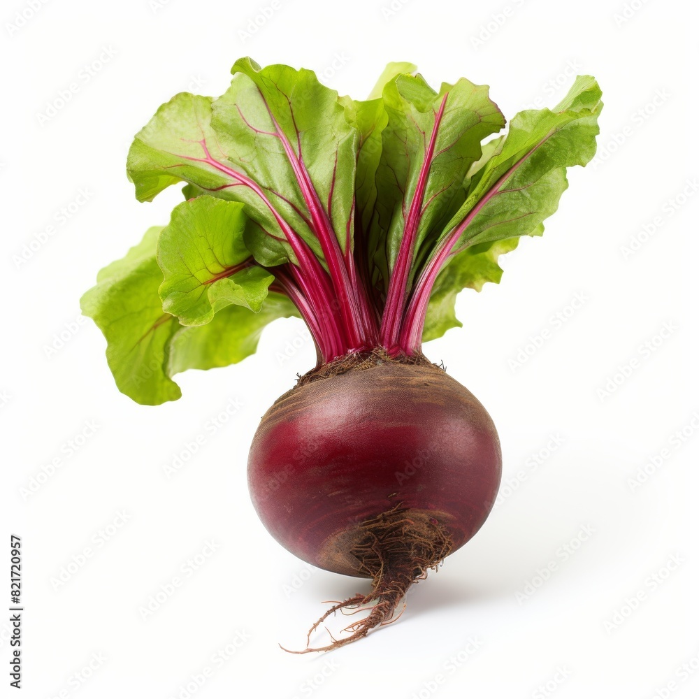 Beet root with beetroot leaves vegetables with leaves on white ...