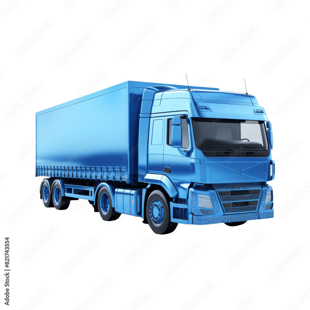 Blue truck isolated on transparent background, concept of logistic and ...