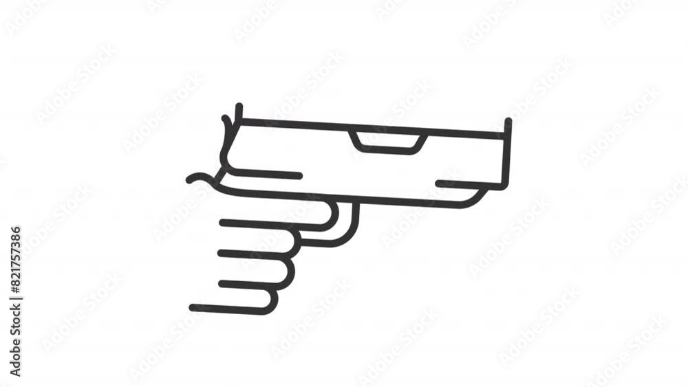 Animated gun icon. Handgun line animation. Self defense. Law ...