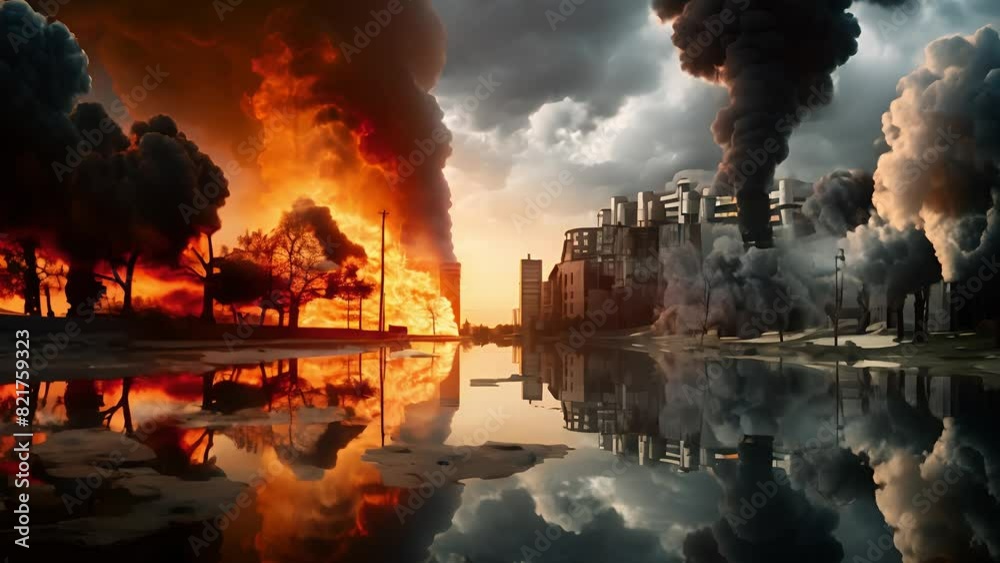 Global warming, a boiling world and hotter climate change. Industrial ...