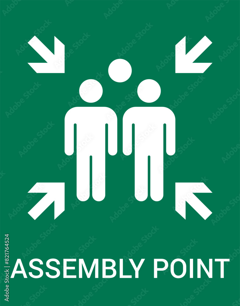 Emergency evacuation assembly point sign. Assembly point icon. Safety ...