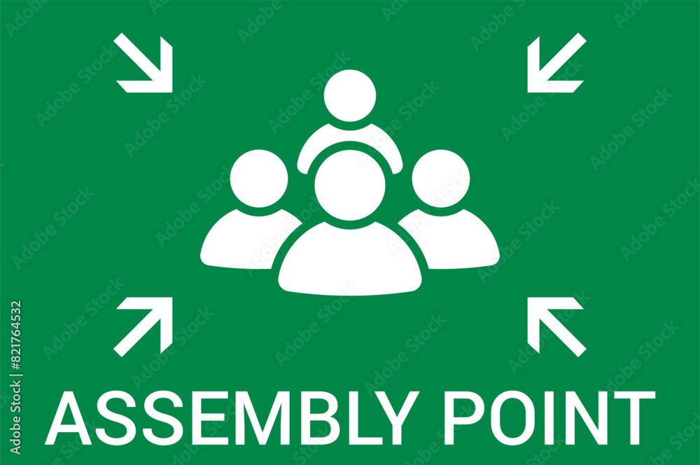 Emergency evacuation assembly point sign. Assembly point icon. Safety ...