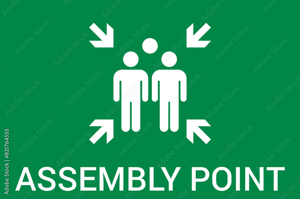 Emergency evacuation assembly point sign. Assembly point icon. Safety ...