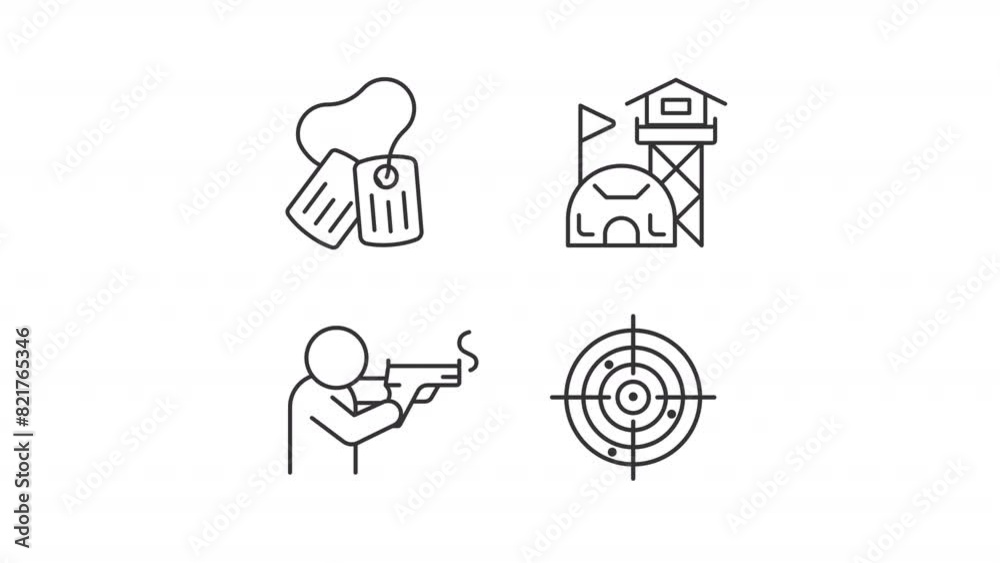Military training line animation library. Animated army related icons ...