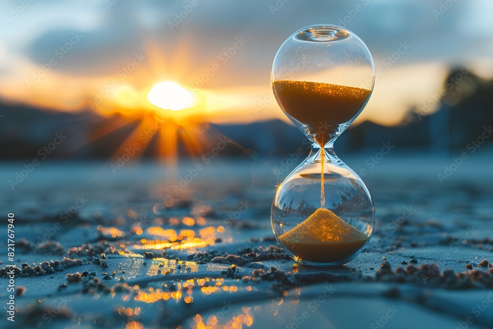 Sunset Hourglass on a Beach - Time and Nature Concept for Inspirational ...