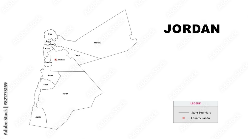 Jordan Map. State and district map of Jordan. Administrative map of ...