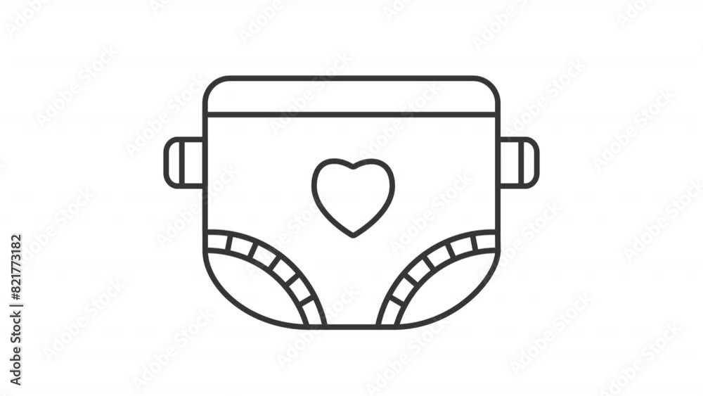 Animated floating diaper icon. Kids hygiene line animation. Sticky ...