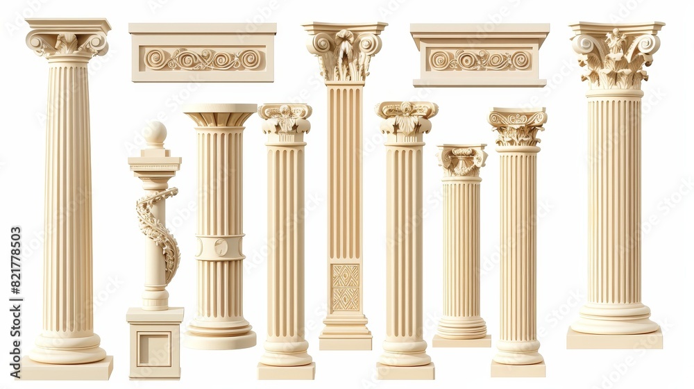 Mockup of classical roman or greek pillars with twisted and grooved ...