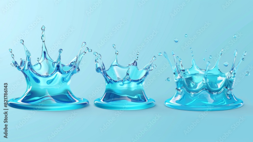 Realistic 3d modern illustration, clipart, hydration ad. Aqua liquid ...