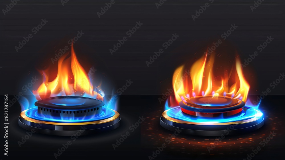 Modern realistic mockup of a propane butane burner on a kitchen stove ...