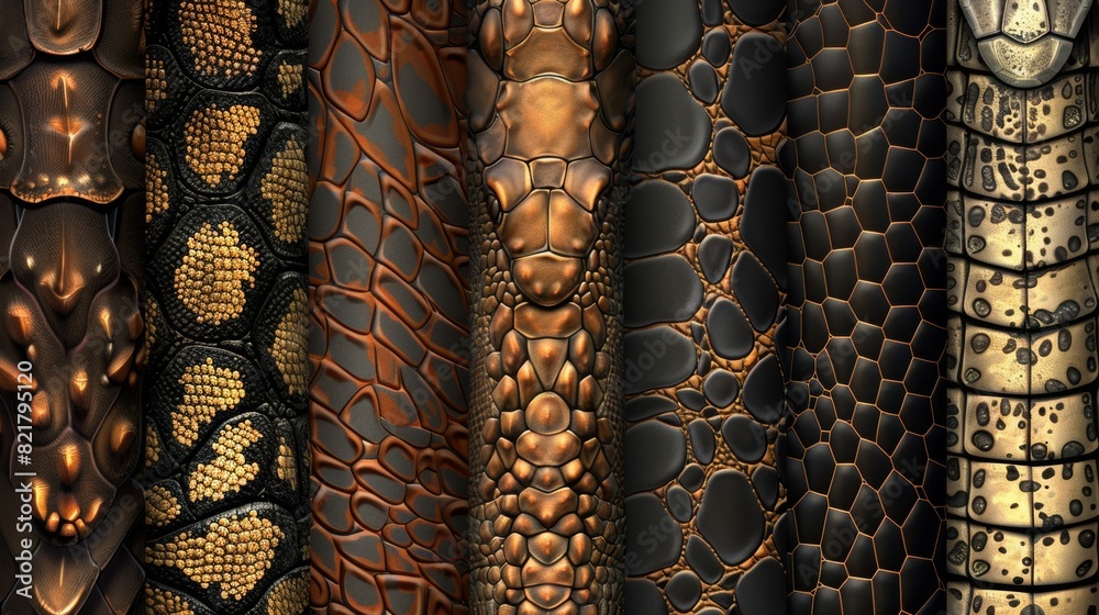 Skin textures of snakes and crocodiles. Backgrounds with wild animals ...
