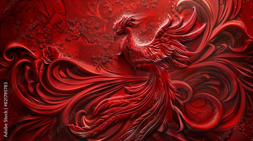 Ruby Red Sand Carved into a Phoenix, Mythical and Powerful Backgrounds ...