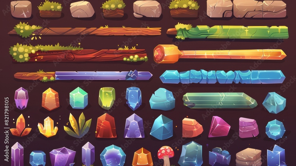 Progress bars in the games, cartoon modern process ui design elements ...