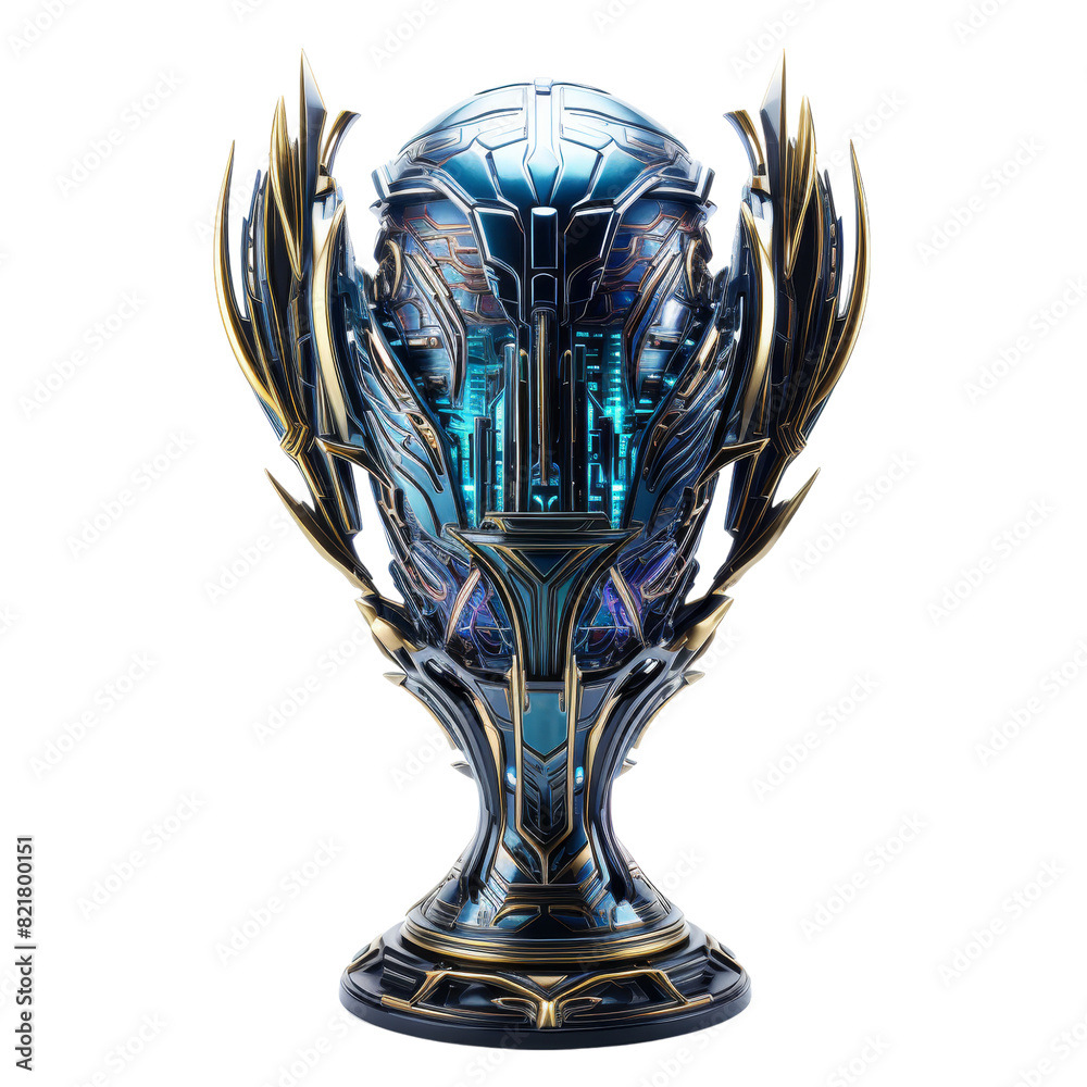 Cyberpunk Style Victory Trophy Isolated on Transparent Background, PNG ...