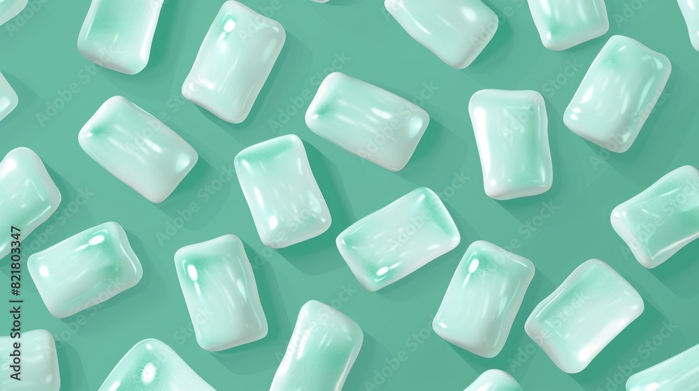 Piles of menthol bubble gum pads on a transparent background, isolated ...