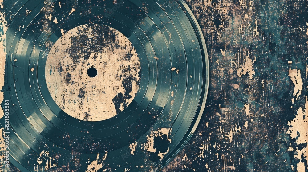 Record cover overlay of an old vinyl album. Retro grunge effect cd ...