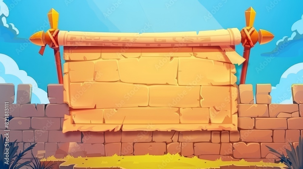 Egyptian papyrus game frame with colorful pharaoh ornament. Egyptian ...