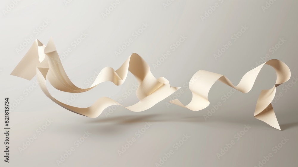 Curled paper sheet floating in the air with shadow. 3d modern ...