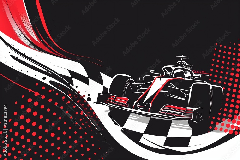 A minimalist F1 race car poster featuring sharp geometric shapes and ...